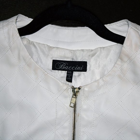 Baccini | Jackets & Coats | Baccini Womens Ivory Faux Leather Jacket ...